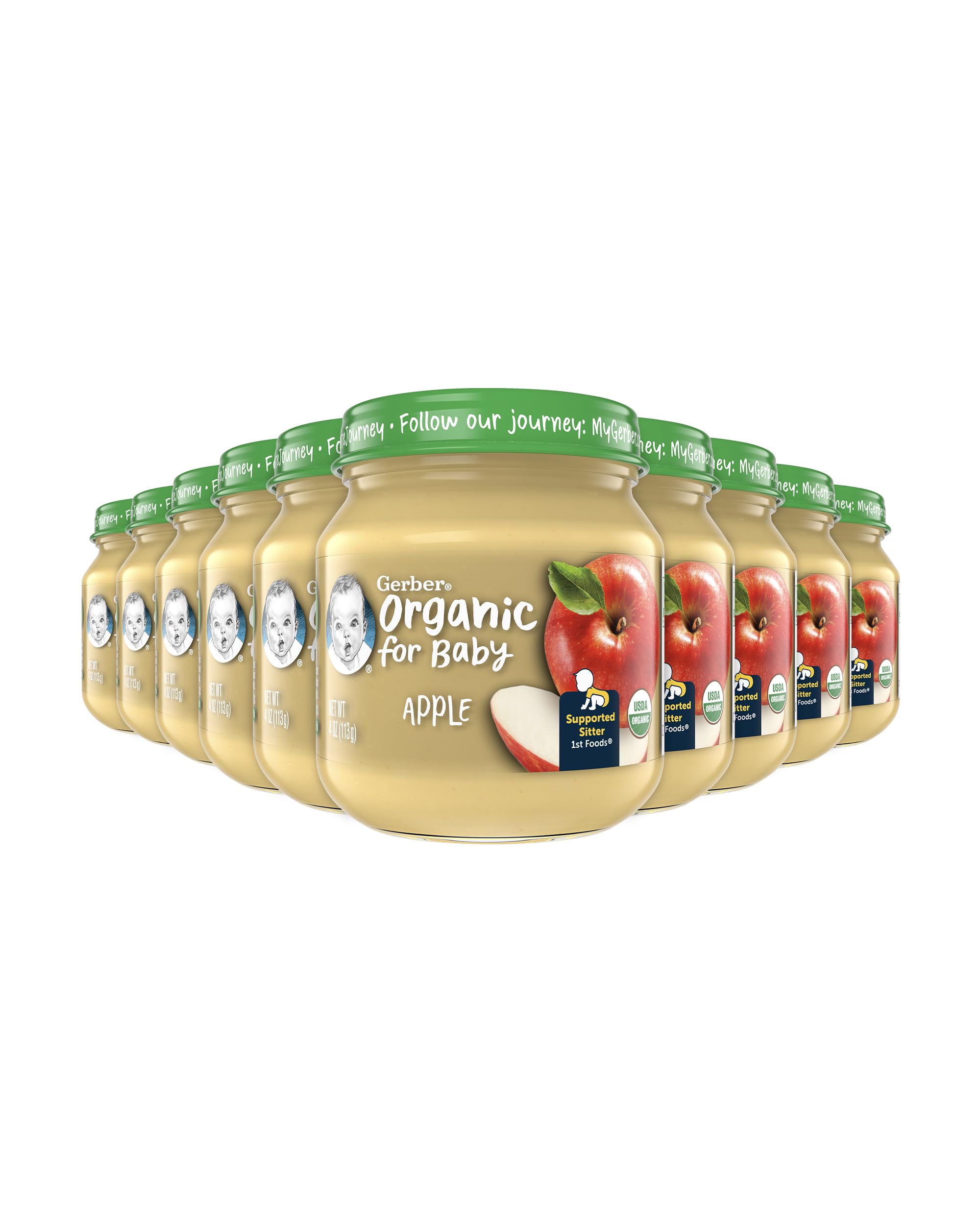 Gerber 1st Foods Organic for Baby Baby Food Apple, 4 oz Jar (10 Pack)