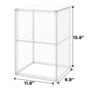 HBlife 2 Pcs Clear Large Bread Box Holder for Kitchen Countertop Double Layer Stackable Bakery Storage Container Acrylic Counter Pastry Keeper for Bread, Bagel, Muffins, Rolls