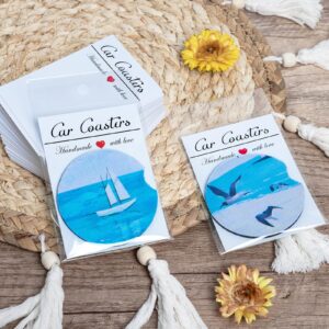 GFPGYQ 50Pcs Car Coaster Packaging for Selling,Sublimation Car Coasters with 50Pcs Bags，Car Coaster Packaging ，Coasters Display Cards 6.8x2.85In，Compatible with Coasters Up to 2.75" in Diameter