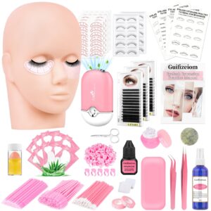 guifizeiom lash extension kit for beginners eyelash extension practice with everything lash mannequin head, lash mapping chart,training manual