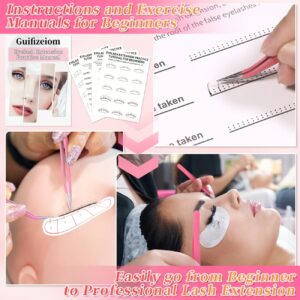 Guifizeiom Lash Extension Kit for Beginners Eyelash Extension Practice with Everything Lash Mannequin Head, Lash Mapping Chart,Training Manual