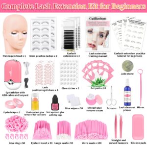 Guifizeiom Lash Extension Kit for Beginners Eyelash Extension Practice with Everything Lash Mannequin Head, Lash Mapping Chart,Training Manual