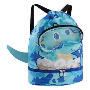 zixinziyi swim bag, large capacity swim backpack, cute beach bag,dry wet separation backpack (dinosaur)