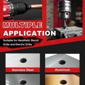 EZARC Countersink Drill Bit Set for Metal, 5PCS Countersunk Bits 82 Degree 5 Flute, 1/4” 3/8” 1/2” 5/8” 3/4”, 1/4 Inch Hex Shank Countersunk Bit Set