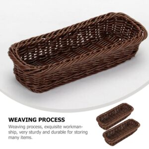 PRETYZOOM 2pcs Seasoning Jar Storage Box Storage Baskets Pencils Shelf Woven Kitchen Drawer Kitchen Cutlery Bread Basket Storage Silverware Organizer Basket Cutlery Storage Basket