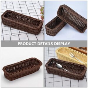 PRETYZOOM 2pcs Seasoning Jar Storage Box Storage Baskets Pencils Shelf Woven Kitchen Drawer Kitchen Cutlery Bread Basket Storage Silverware Organizer Basket Cutlery Storage Basket