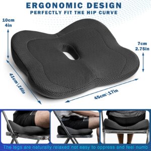 Memory Seat Cushion for Coccyx Sciatica Hemorrhoid Tailbone Back Pain Relief,Memory Foam Ergonomic Posture Seat Pads for Office Chairs, Wheelchair, Kitchen Chairs, Recliner, Car Seats (Grey)