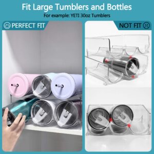 4 Pack Stackable Water Bottle Organizer- Large Compartment Kitchen Organization Racks for Fridge, Pantry and Cabinets - Plastic Storage for Tumblers, Mugs and Cups