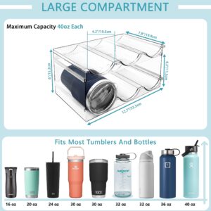 2 Pack Water Bottle Organizer- Large Compartment Stackable Kitchen Organization and Storage Rack, Plastic Water Bottle Holder for Fridge Cupboard Pantry Organizer, Wine Tumbler Mug Cup Organizer