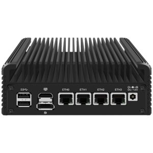 mrroute mini computer host 12th gen i3-n305 dual display fanless mini desktop no ram no ssd ddr5 4 lans barebone mini pc