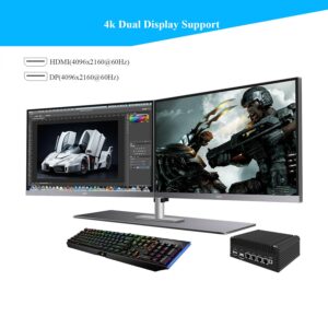 Mrroute Mini Computer Host 12th Gen i3-N305 Dual Display Fanless Mini Desktop No RAM No SSD DDR5 4 Lans Barebone Mini PC