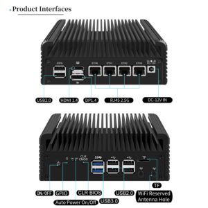 Mrroute Mini Computer Host 12th Gen i3-N305 Dual Display Fanless Mini Desktop No RAM No SSD DDR5 4 Lans Barebone Mini PC