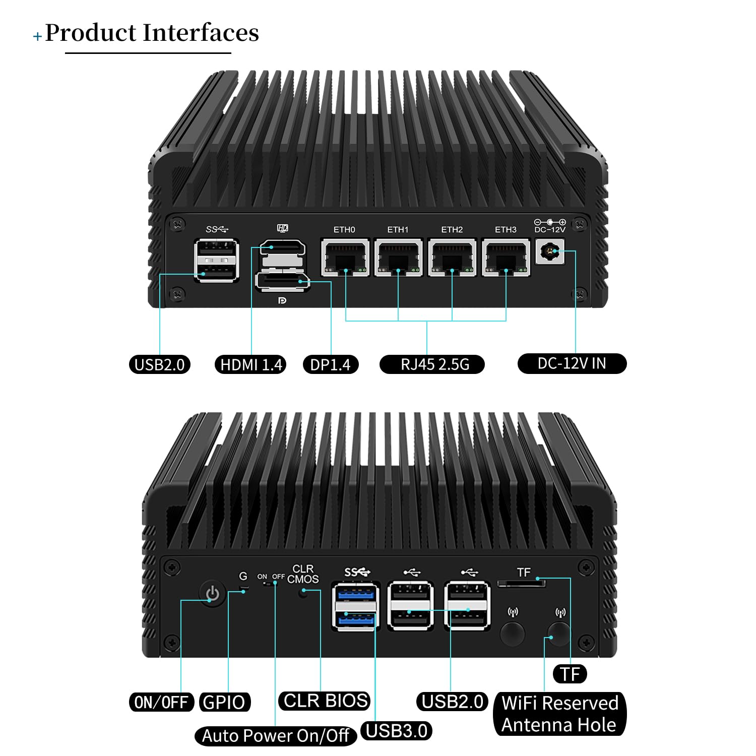 Mrroute Mini Computer Host 12th Gen i3-N305 Dual Display Fanless Mini Desktop No RAM No SSD DDR5 4 Lans Barebone Mini PC