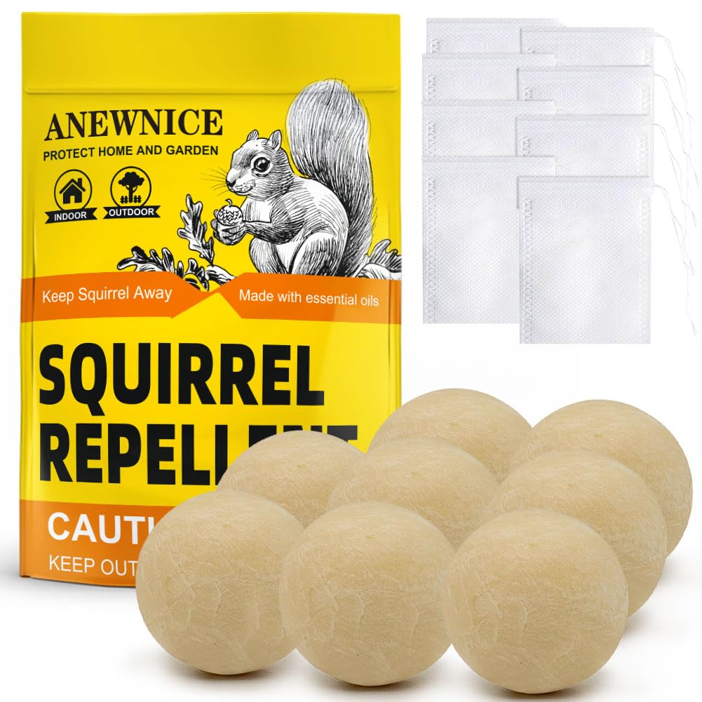 ANEWNICE Squirrel Repellent,Chipmunk Repellent, Squirrel Repellents Outdoor,Squirrels Deterrent for Garden/Bird Feeders/Attic/Cars/Shed, Squirrel Away,Mint Rodent Repellent- 8-Packs