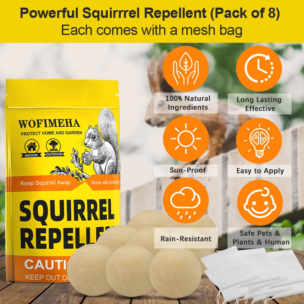 ANEWNICE Squirrel Repellent,Chipmunk Repellent, Squirrel Repellents Outdoor,Squirrels Deterrent for Garden/Bird Feeders/Attic/Cars/Shed, Squirrel Away,Mint Rodent Repellent- 8-Packs