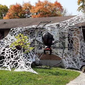 ximishop 350sqft halloween spider webs, giant spider webs halloween decorations stretchy beef netting spiders web for halloween yard garden lawn indoor outdoor party decor