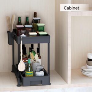 SANHSEHOME 2 Tier Bathroom Organizer Countertop Bathroom Sink Organizer Vanity Storage Organizer Bathroom Vanity Organizer Countertop Bathroom Skincare Organizer Makeup Organizer for Bathroom Black