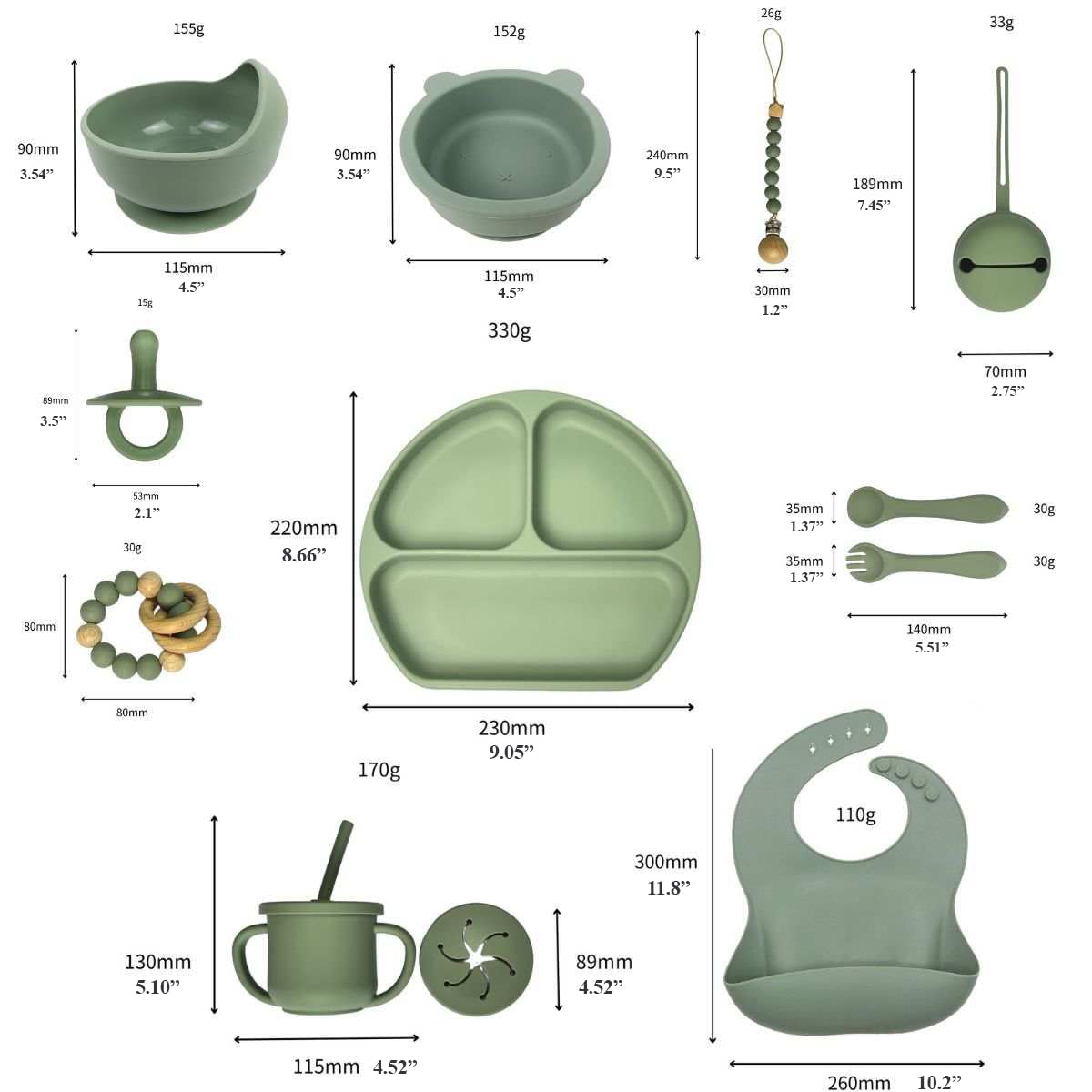 14 Pack Baby Led Weaning Supplies, Silicone Baby Feeding Set, Toddler Plates and Bowls Set, Baby Plates, Baby Bowls for Weaning, Baby Plates and Bowls Set, Baby Plates with Suction