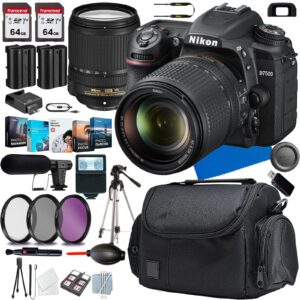 nikon d7500 dslr camera with 18-140mm lens+shot-gun microphone+photo software package+ case+128 gig memory+slave flash+tripod(13pc) bundle