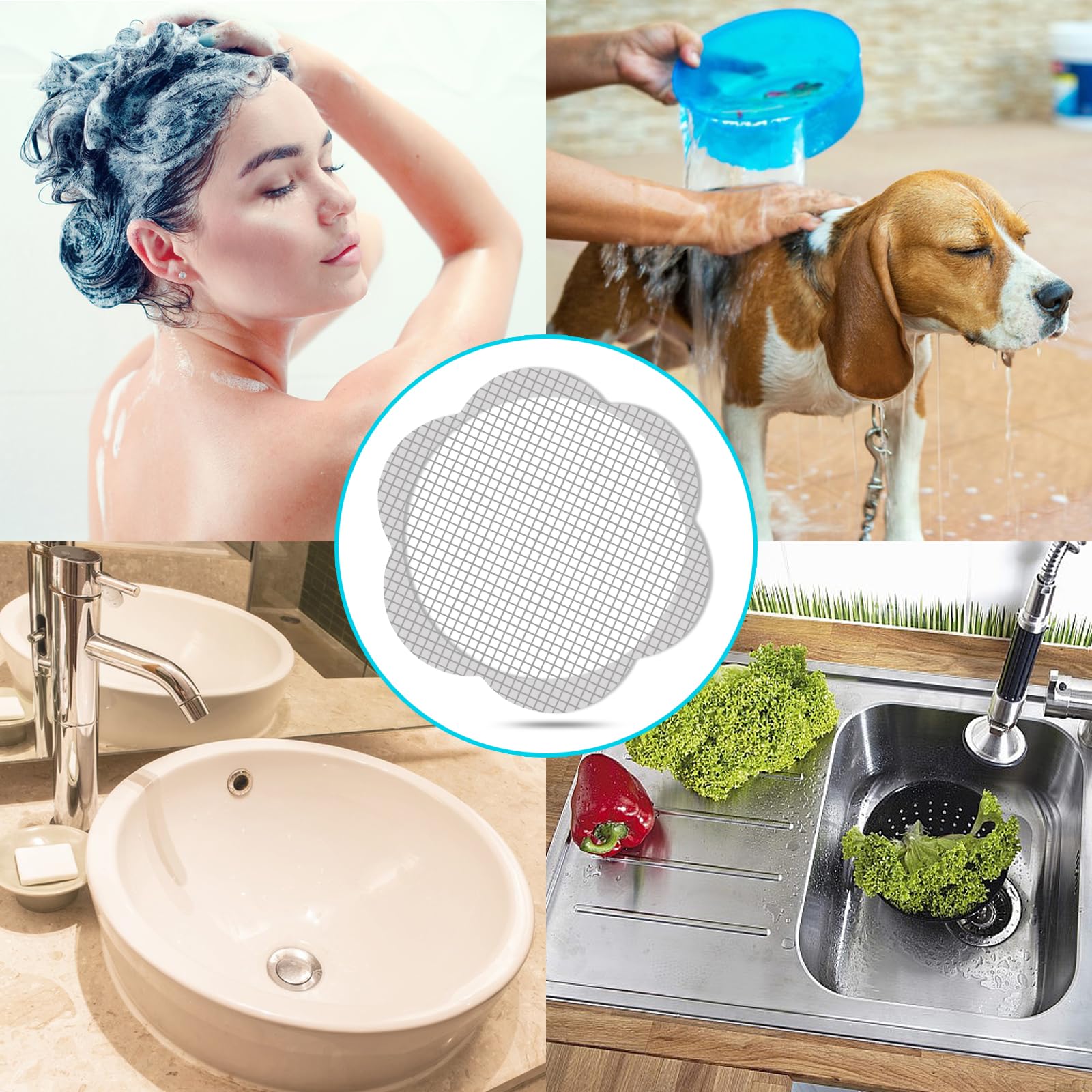 Shower Drain Hair Catcher Disposable Sink Drain Cover Mesh Stickers 25 Pack for Bathroom Bathtub,Kitchen Bathroom Drain Hair Catcher