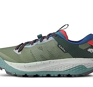 Karhu Women's Ikoni Trail Water Resistant Running Shoe, Oil Green/Mineral Blue, 6.5 Medium