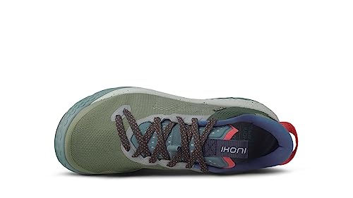 Karhu Women's Ikoni Trail Water Resistant Running Shoe, Oil Green/Mineral Blue, 6.5 Medium