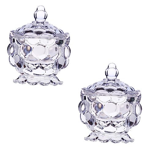 OKUMEYR 2pcs Foam Candy Cup Candy Dish with Lid Sugar Bowl Tea Jar Wedding Candy Buffet Jars Crystal Cookie Tin Crystal Ice Cream Candy Bowl Wedding Decor Spice Jars Snack Glass Diamond