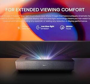 Hisense 100L5H Laser TV Ultra Short Throw Projector with 100" ALR High Gain Screen, 4K UHD, 2700 ANSI Lumens, Dolby Vision & Atmos, HDR10, Google TV, Netflix