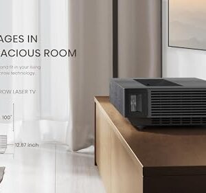 Hisense 100L5H Laser TV Ultra Short Throw Projector with 100" ALR High Gain Screen, 4K UHD, 2700 ANSI Lumens, Dolby Vision & Atmos, HDR10, Google TV, Netflix