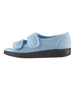 silverts open toe shoes for women - extra wide sandals for diabetes lymphedema edema arthritis swollen feet - non slip adaptive slippers - walking footwear for elderly seniors - powder blue/black 8