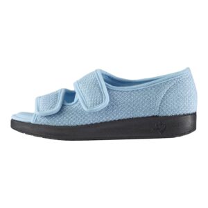 Silverts Open Toe Shoes for Women - Extra Wide Sandals for Diabetes Lymphedema Edema Arthritis Swollen Feet - Non Slip Adaptive Slippers - Walking Footwear for Elderly Seniors - Powder Blue/Black 8