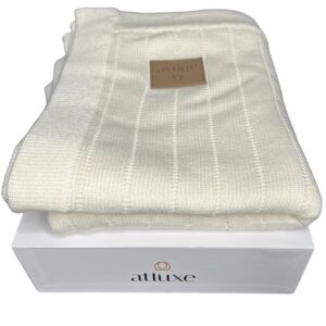 Atluxe Premium Washable Merino Wool Knitted Baby Blanket 100% Organic Extra Fine Merino Wool Blanket (40 inch x 30 inch)