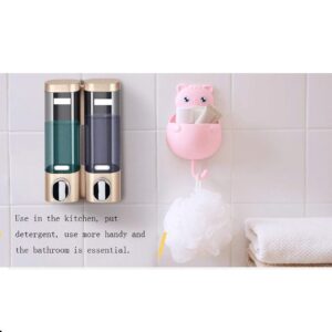 Soap Pump Dispenser Punch-Free Manual Soap Dispenser Wall-Mounted Double-Head Household Shampoo Shower Gel Bottle Hotel Soap Dispenser Bottles Dispenser (Color : White B)