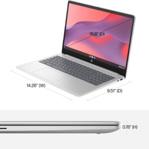 HP Chromebook Laptop Student Business (2023 Model), 15.6" HD Display, Quad-Core Intel N200 Processor (Upto 3.7GHz), 8GB RAM, 64GB eMMC, HD Webcam,WiFi, UHD Graphics, Chrome OS+HubxcelAccessory