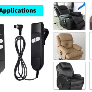 Lelukee Lift Chair Remote Control,Multiple Uses 2 Button 5 Pin Recliner Remote Control,Power Recliner Replacement Parts,with 2m Long Cable,Suitable for Power Recliners and Lift Chairs