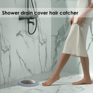 Huntonry Drain Hair Catcher, Shower Hair Drain Catcher, Shower Drain Cover, Bathtub Drain Strainer, Tub Hair Catcher, Bathroom Sink Strainer Hair Trap Filter, Bathroom Drain Defender, Flat, Round