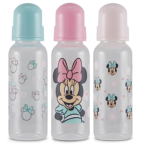 Baby Bottles 9 oz for Boys and Girls| 3 Pack of Disney "Minnie Mouse Pose" Infant Bottles for Newborns and All Babies | BPA-Free Plastic Baby Bottle for Baby Shower