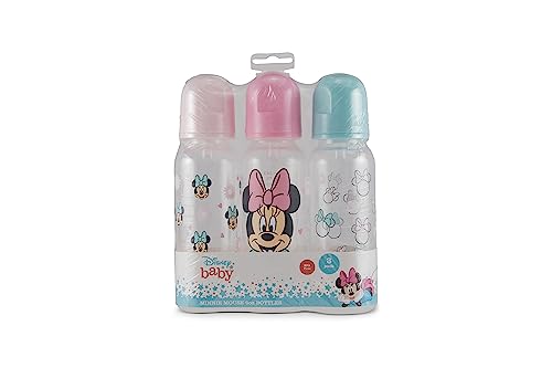 Baby Bottles 9 oz for Boys and Girls| 3 Pack of Disney "Minnie Mouse Pose" Infant Bottles for Newborns and All Babies | BPA-Free Plastic Baby Bottle for Baby Shower