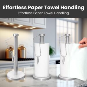 Experience The Difference with Our Revolutionary Paper Towel Holder. Simplify Your Kitchen or Dining Routine, Keep Your Countertop Organized, and Enjoy The Convenience You Deserve. (Silver)