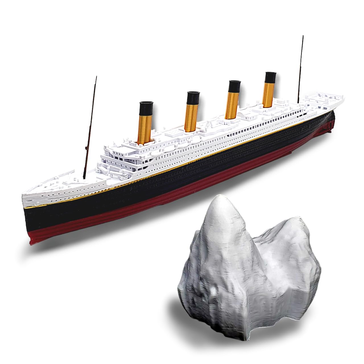 TheRoller3d RMS Titanic Model Ship with Iceberg, 1 Ft Long Assembled, Titanic Toys for Kids, Historically Accurate Titanic Toy, Titanic Ship, Titanic Cake Topper, Titanic Figurine, Titanic Boat