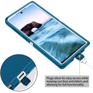 Regsun for Galaxy Note 10 Case,Shockproof 3-Layer Full Body Protection [Without Screen Protector] Rugged Heavy Duty High Impact Hard Cover Case for Samsung Galaxy Note 10,Turquoise/White