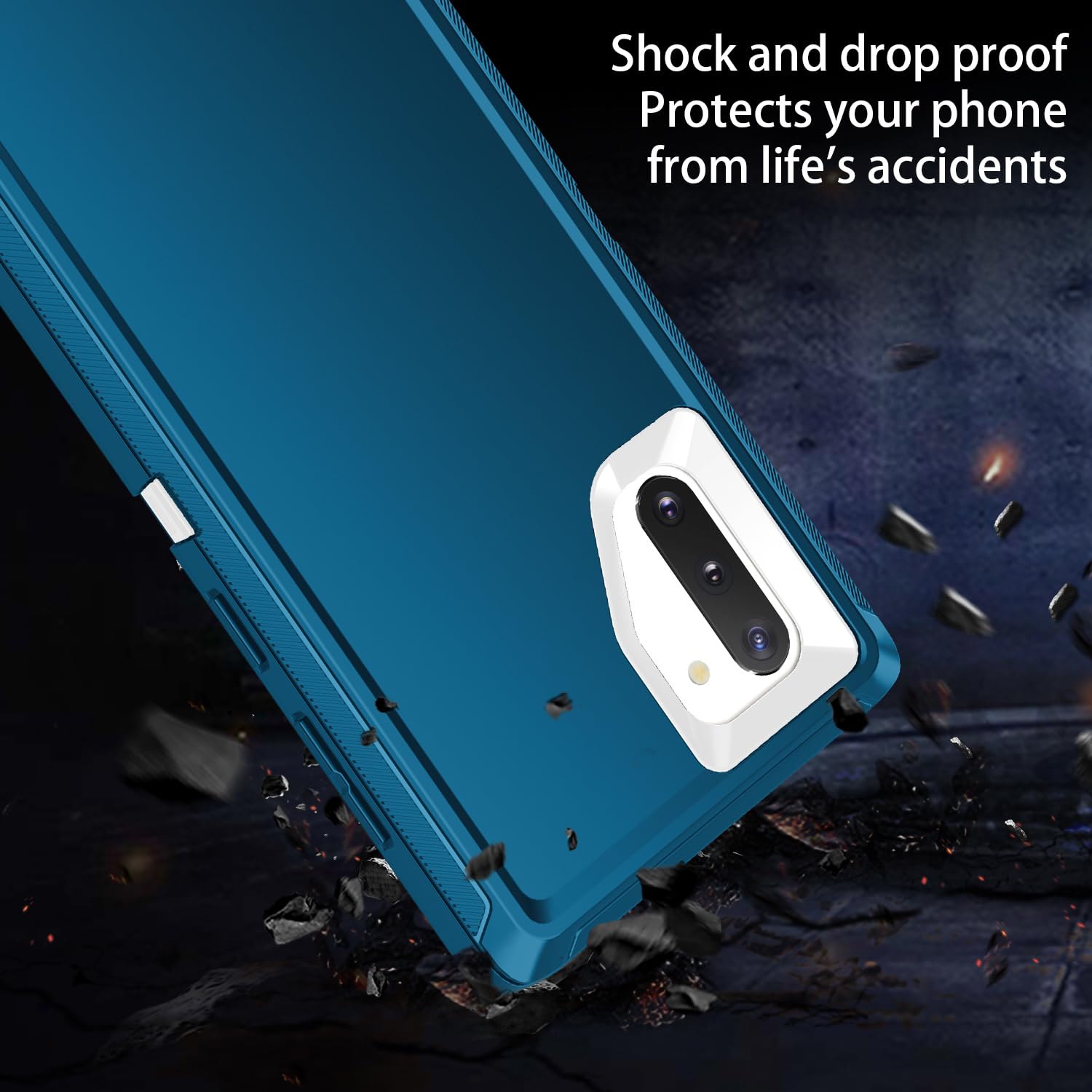 Regsun for Galaxy Note 10 Case,Shockproof 3-Layer Full Body Protection [Without Screen Protector] Rugged Heavy Duty High Impact Hard Cover Case for Samsung Galaxy Note 10,Turquoise/White