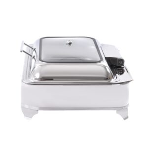 Electric Chafing Dish, 9L Food Warmer with Stainless Steel Buffet Server and Warming Tray, 45-80℃ Adjustable Temperature, Transparent Lid, Chafing Dish Buffet Set for Weddings Parties