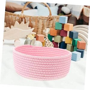 Toyvian Storage Basket Woven Basket Round Storage Bin Closet Storage Bins Woven Rope Basket Rattan Trash Can Decorative Trash Can Cotton Thread Storage Basket Cotton Rope Office Mini Thing