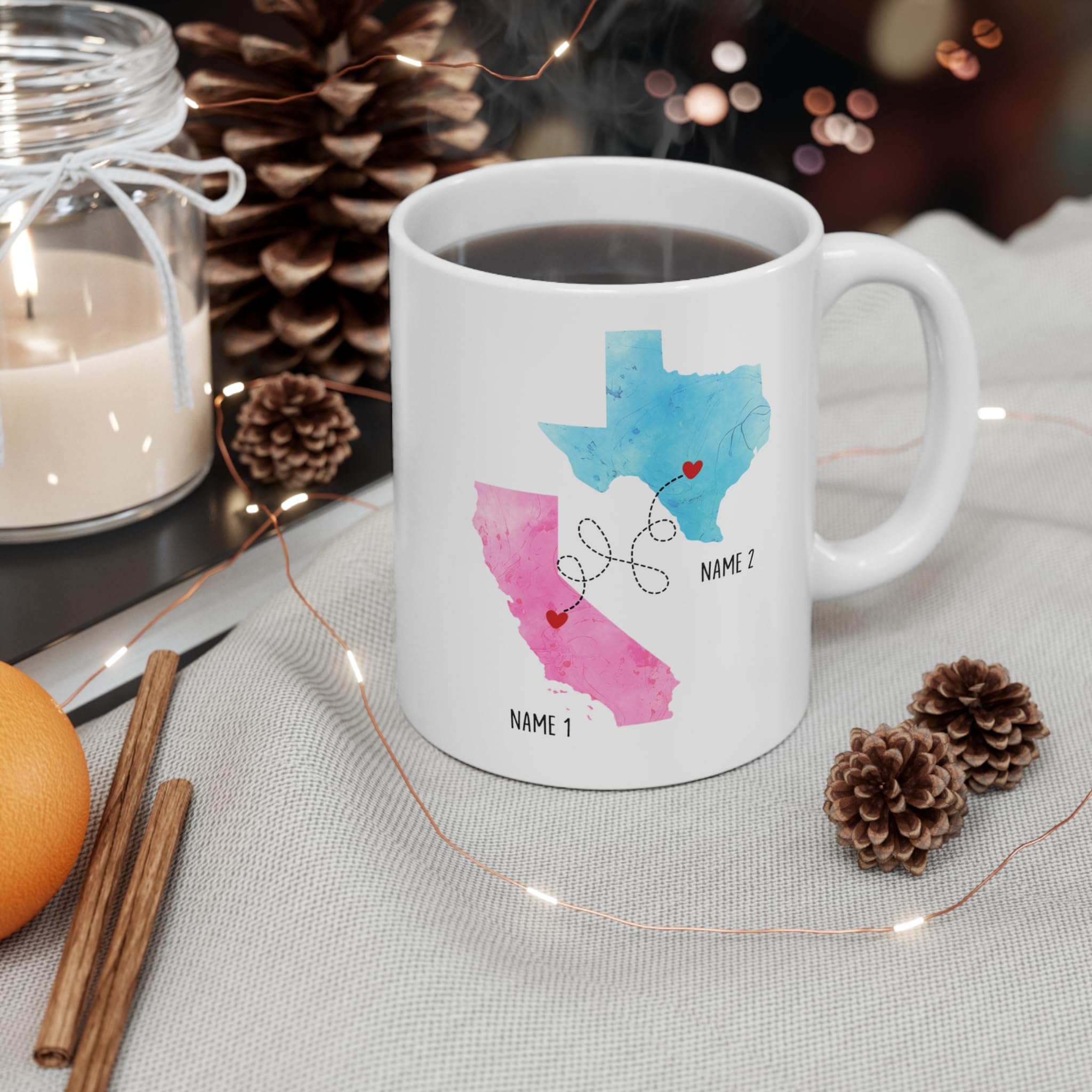 Personalized I Wish You Lived Next Door Mug with Custom Name City State, Long Distance Map Mugs, Best Friend Mug 11oz 15oz, Girlfriend, Boyfriend Friendship Moving Away Gifts, Grandma, Mom