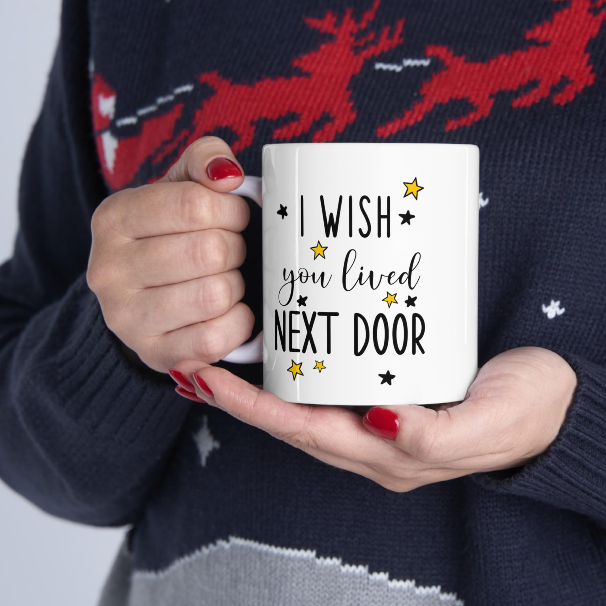 Personalized I Wish You Lived Next Door Mug with Custom Name City State, Long Distance Map Mugs, Best Friend Mug 11oz 15oz, Girlfriend, Boyfriend Friendship Moving Away Gifts, Grandma, Mom