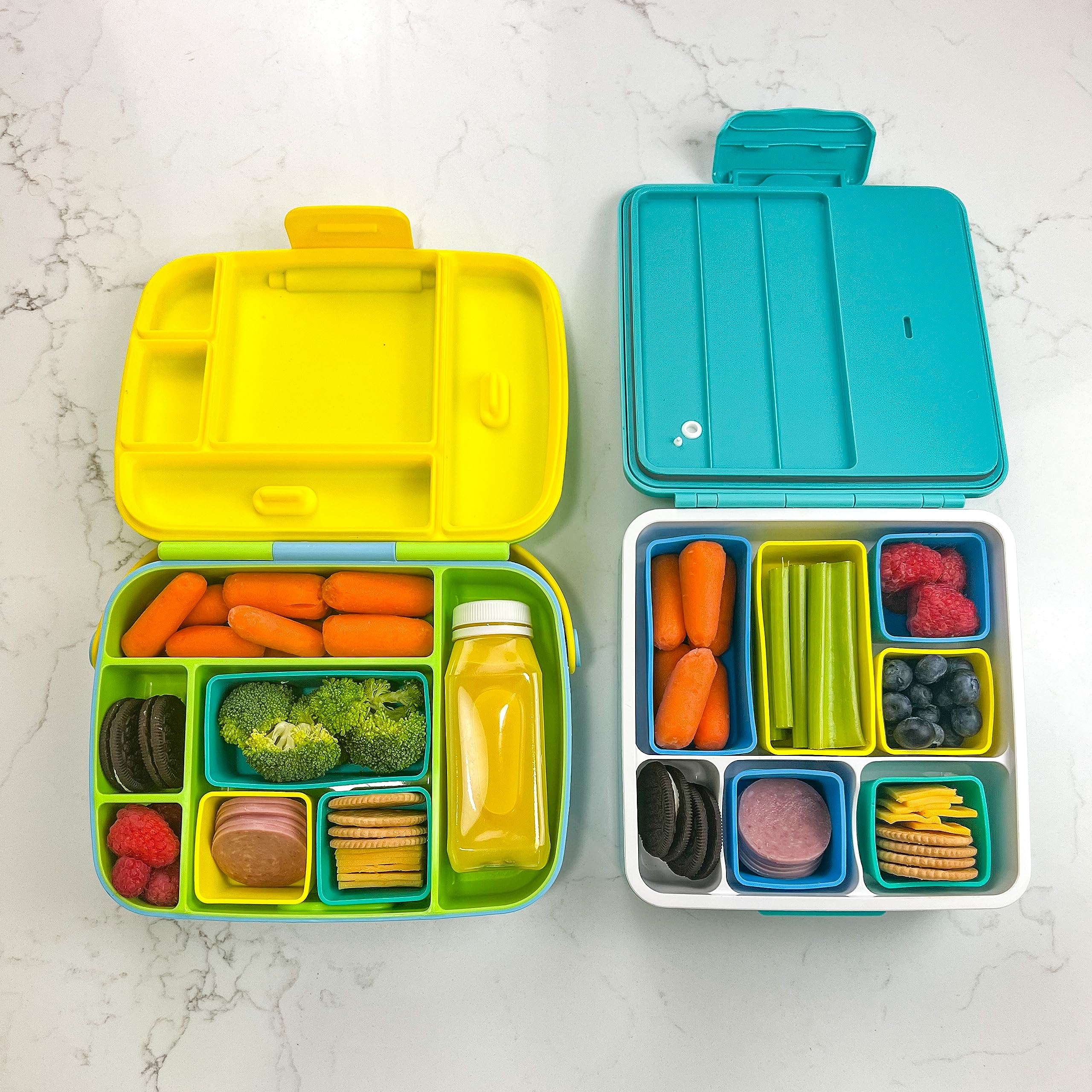 Square Silicone Lunch Box Dividers 6pcs - Bento Box Divider 2"x2"x1.5" - Bento Box Accessories Cupcake Baking Cups - Meal Prep Containers Blue Turquoise Yellow