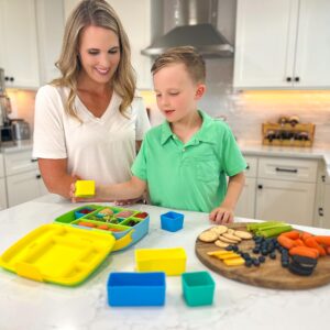 Square Silicone Lunch Box Dividers 6pcs - Bento Box Divider 2"x2"x1.5" - Bento Box Accessories Cupcake Baking Cups - Meal Prep Containers Blue Turquoise Yellow