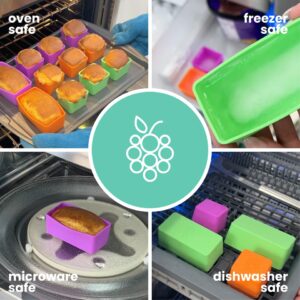 Square Silicone Lunch Box Dividers 6pcs - Bento Box Divider 2"x2"x1.5" - Bento Box Accessories Cupcake Baking Cups - Meal Prep Containers Blue Turquoise Yellow