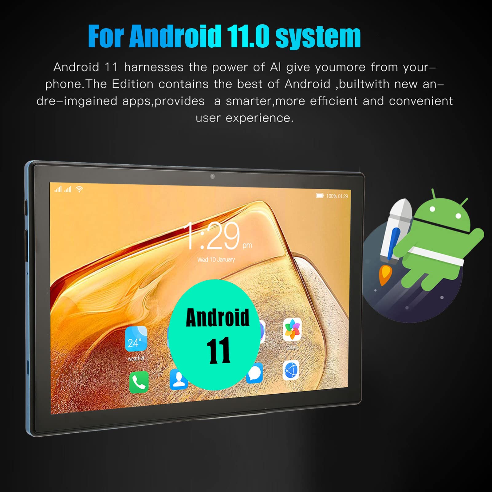 10 Inch Tablet, for 11 Tablet 10 Inch Phone Tablet, Dual Card Slot 256G 128G TF Card Expandable Storage MT6750 8 Core, WiFi Tablet Camera 1600W 3200W, Dual Speaker (US Plug)